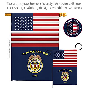 US Merchant Marine Garden Flag - Set Wall Hanger Armed Forces Corps USMC Semper Fi United State American Military Veteran Retire Official - House Banner Small Yard Gift Double-Sided 13 X 18.5