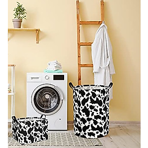 DDBASKET Cow Print Laundry Basket Baby Nursery Clothes Hamper Collapsible Toy Storage Bin Organizer with Handles for Kids,Boys and Girls Room Decor(Cow)