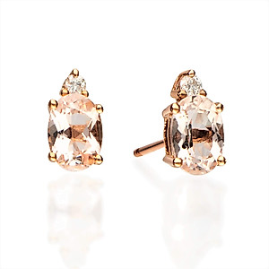 Gin & Grace 10K Rose Gold Genuine Morganite Earrings for women | Ethically, authentically & organically sourced (Oval-cut) shaped Morganite hand-crafted jewelry for her | Morganite Earrings for women