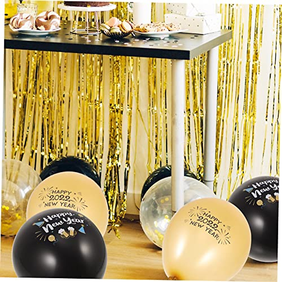 jojofuny 30pcs New Year's Day Latex Balloons Flag Banner Garland Metalic Balloons Number Ballons Christmas Balloon New Year Balloons Gold Confetti Balloons Cheers Pattern Balloon Arch