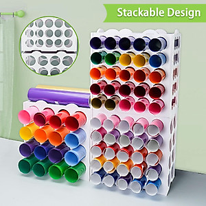 Krafetto Vinyl Roll Storage Organizer Rack, 25 Holes | Diameter 2", Stackable Vinyl Roll Holder, Desktop Art Supply Storage Organizer for Craft Room