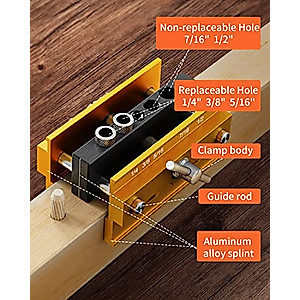 Self Centering Doweling Jig, Kolvoii Drill Jig Set for Straight Holes, Adjustable Width Woodworking Locator Joints Tools(Gold)