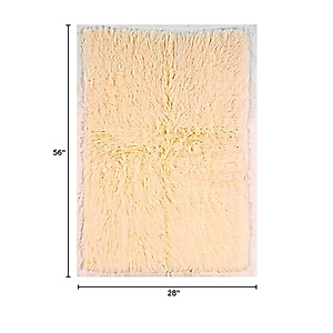 Linon 1400gram Natural Off White Wool Shag 2'4" X 4'3" Accent New Flokati Rug, 2' x 5'