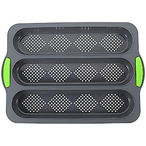 CALLARON Baking Pan Silicone Baguettes Pan Nonstick 3 Wave Loaves French Toast Bread Baking Tray Loaf Mold Pan for DIY Making Breadstick Cake Kitchen Baking Mould Supplies Baking Pans