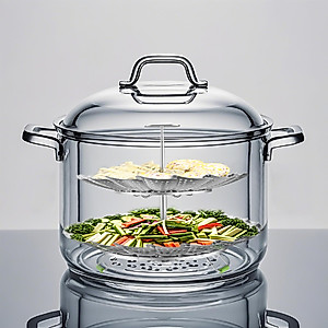 VOGARB Vegetable Steamer Basket,2 Layer Kitchen Baskets Capacity for Food Cooking,Stainless Steel Collapsible and Expandable,Large&Small Separably to Fit Various Size Pot