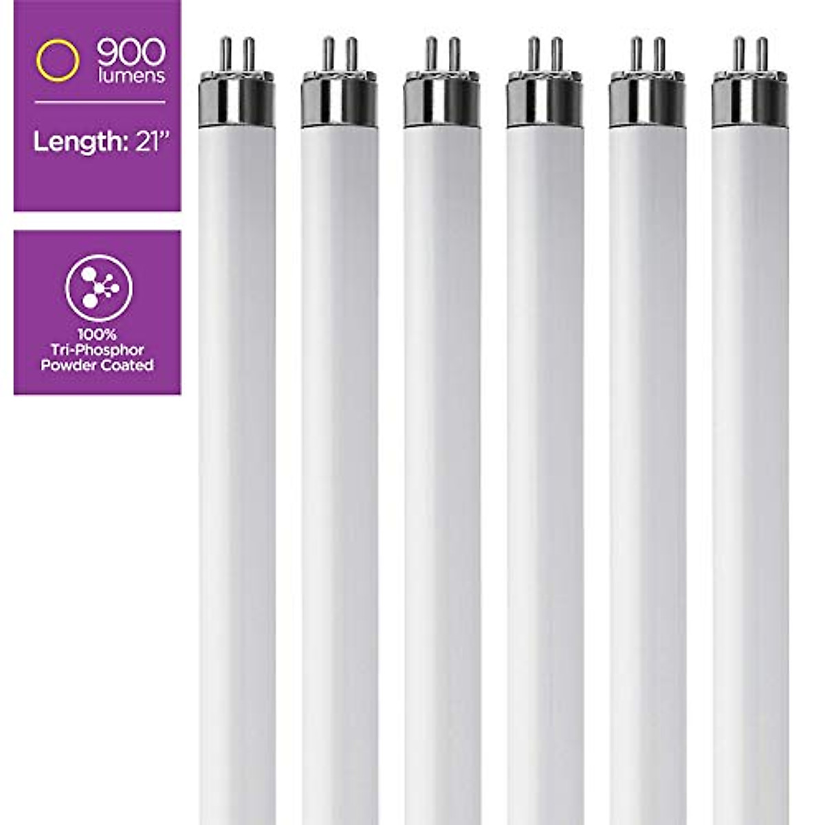 F13T5CW – T5 21 Inch Under Counter Fluorescent Bulbs Cool White 4100K 13-Watt F13T5/CW 21” CW Long Life Replacement Tubes for Under Cabinet Lights – Pack of 6 Bulbs
