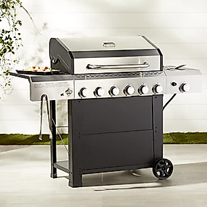 Amazon Basics Freestanding Gas Grill with Side Burner, 6 Burner (66,000 BTU)
