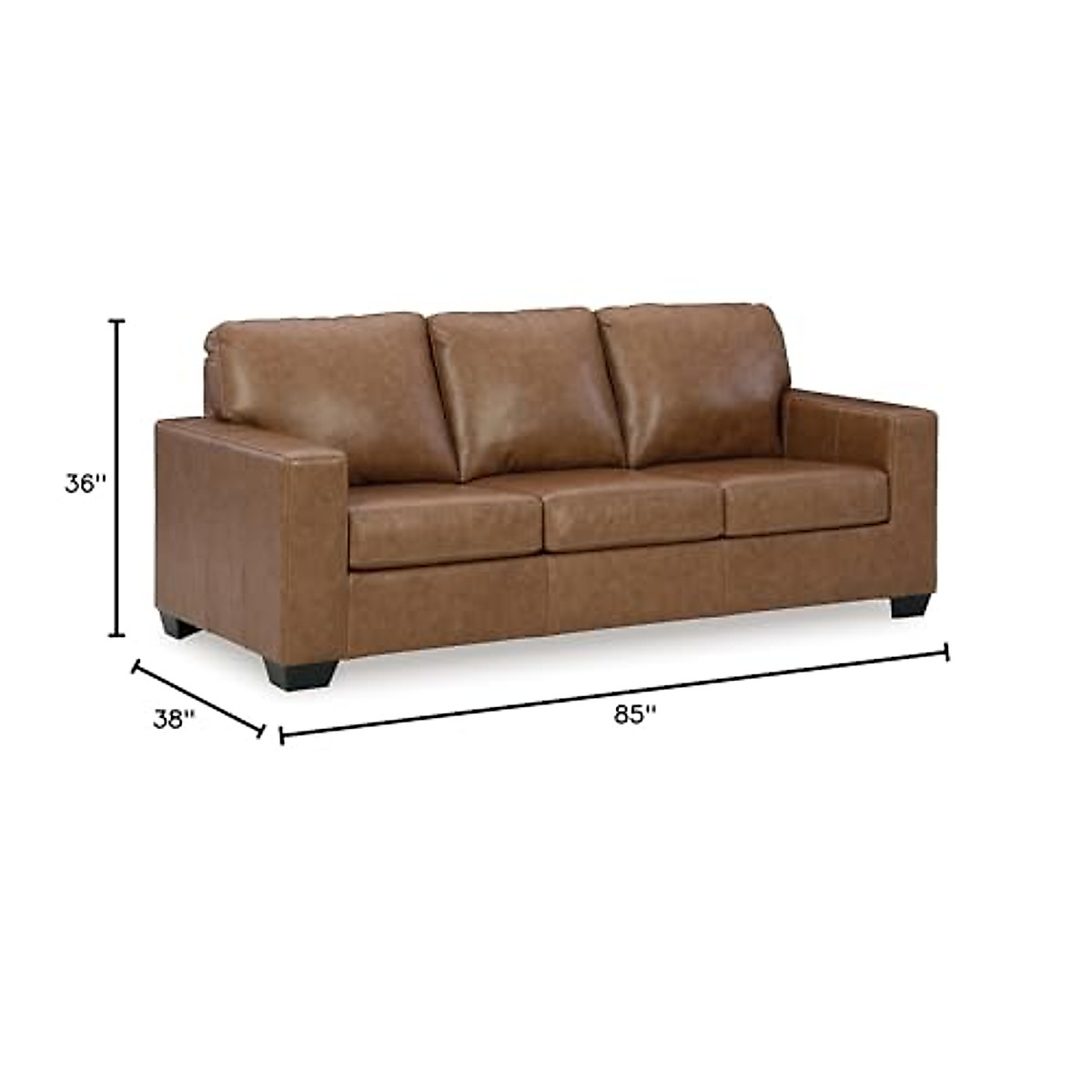 Signature Design by Ashley Bolsena Contemporary 2-in-1 Leather Match Sofa Sleeper with Folding Gel Memory Foam Mattress, Queen, Dark Brown