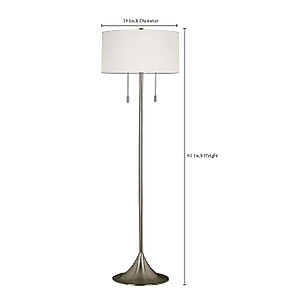 Kenroy Home 21405BS Stowe Floor Lamp with Brushed Steel Finish, Modern Style, 61" Height, 19" Width, 19" Depth