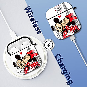 Jowhep for AirPods 1/2 Case Cartoon Cute Anime Design IMD Cover Fashion Funny Fun Character Cool Kawaii Unique Cases for Apple AirPod Air Pods Men Boys Girls Kids Teen Minni Mick