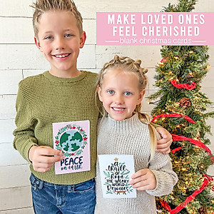 24 Doodle Religious Christmas Cards Boxed With Envelopes, 50 Holiday Greeting Cards, Blank Winter Postcard Set, Merry Christmas Cards, Seasons Greetings Note