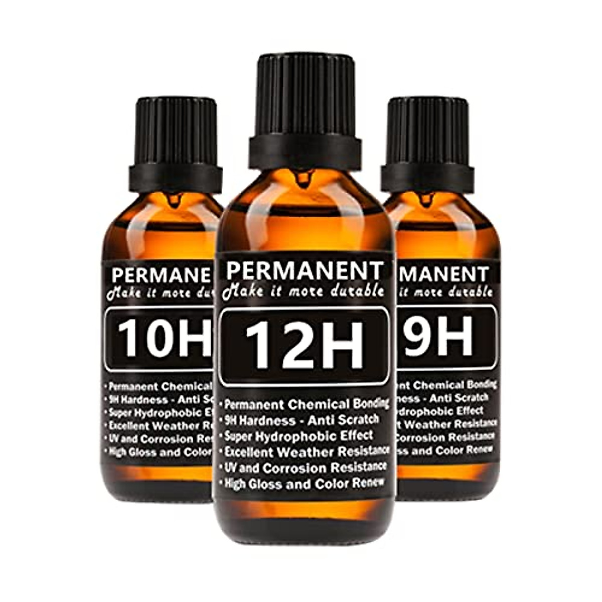 12H Nano Ceramic Coating for Cars Automobile Wax Better than 9H 10H Hardness 30ml 3bottle suit High Gloss Hydrophobicty Anti Scratch Car Paint Protection Kit Last for 3 Years Protection Stains and UV (12H Hardness level suit)