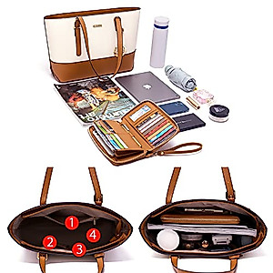 Purses And Wallets Set For Women Tote Satchel Handbags Shoulder Bag Top Handle Totes Purse With Matching Wallet BeigeBrown