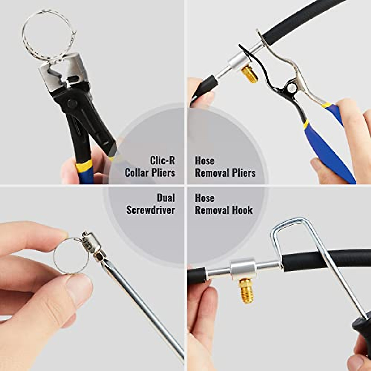 Orion Motor Tech 25pc Master Quick Disconnect Tool Set and 9pc Hose Clamp Pliers for Fuel Line Coolant Radiator Heater and Water Hose