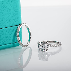 AnuClub 4ct Moissanite Engagement Rings Wedding Band D Color VVS1 Round Cut 925 Sterling Silver Bridal Sets, Christmas Gift for Women 7