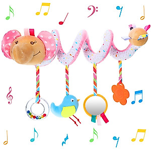 Civaner Newborn Car Seat Toys Stroller Toys for Baby 0-6 Months Infant Activity Spiral Plush Toys Hanging Car Seat Crib Toy for Boy Girls Spiral Hanging Plush Toy Baby Shower Thank You Gift(Delicate)