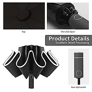 Cloudia Windproof Umbrella Travel Umbrella Easy Compact Folding Reverse Umbrella (Black)