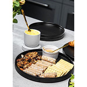 Nucookery Ceramic Dinner Plates Set of 6, 10 Inch Salad Plates, Round Dessert Plates, Large Dinnerware Plates for Kitchen, Microwave, Oven, Dishwasher Safe, Scratch Resistant - Matte Black