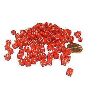 Koplow Games 200 Six Sided D6 5mm .197 Inch Die Small Tiny Mini Miniature Red Dice