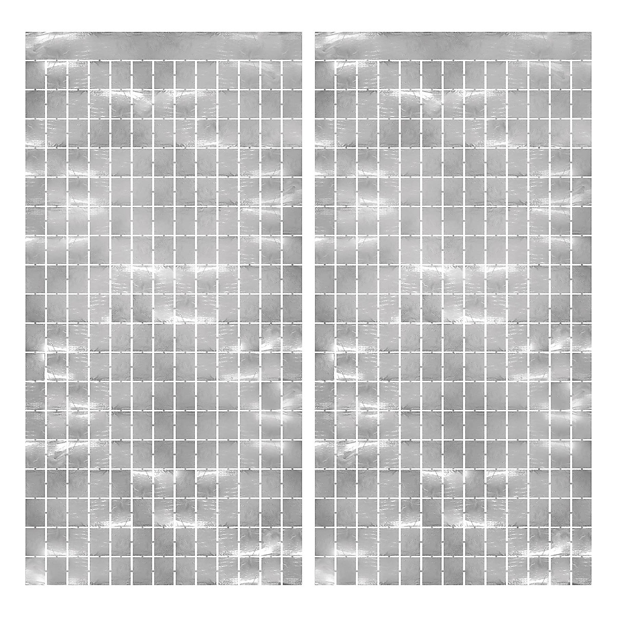 Beistle 2 Piece Metallic Plastic Square Fringed Photo Backdrop Curtains for Birthday Party, Wedding Reception, Graduation Celebration, Baby Theme, Bridal Shower Decorations