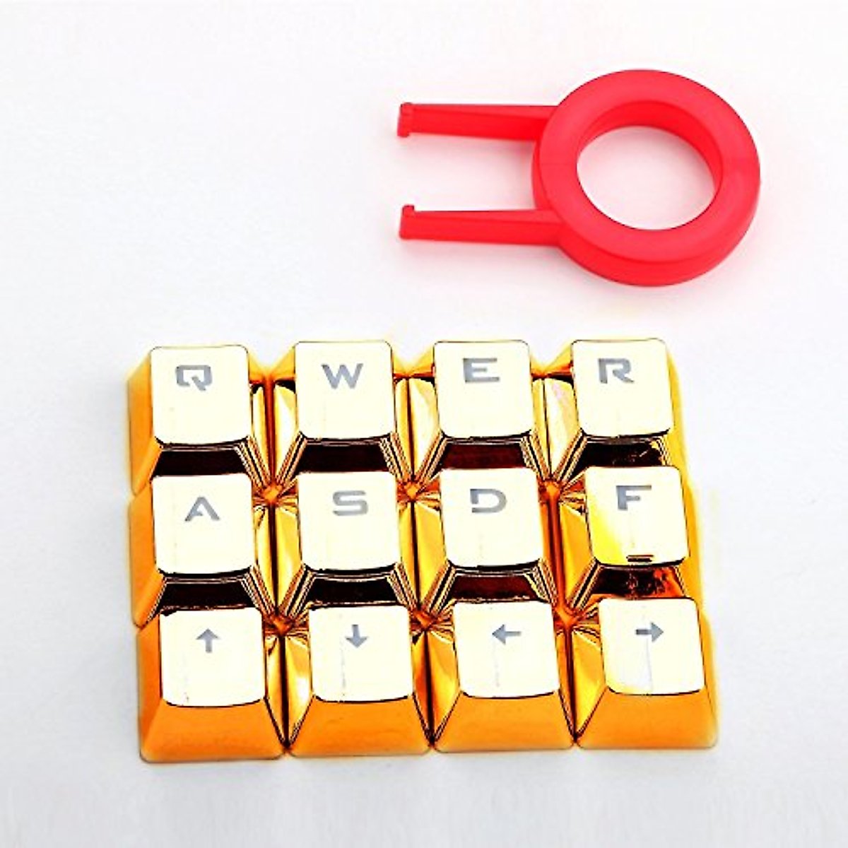 E-Element Keycaps Doubleshot 12Key caps with White infill Translucidus Keycap Puller Backlit Key caps for Mechanical Gaming Keyboards Gold Color