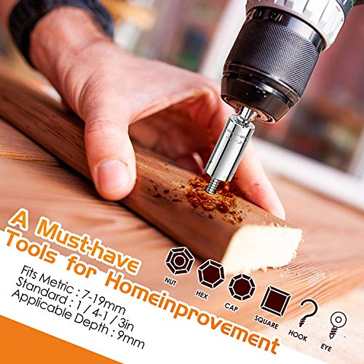 Universal Socket tools Gifts for Men - Socket Grip Tool Sets with Power Drill Adapter, Unique Gadgets Handy DIY Multitools for Men, Stocking Stuffers Gifts for Men/Husband/Boyfriends/Women(7-19mm)