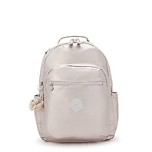 Kipling Women's Seoul 15” Laptop Backpack, Durable, Roomy with Padded Shoulder Straps, Nylon School Bag, Metallic Glow, Large