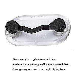 Readerest Magnetic Holders for Glasses, Magnet Pin, (Metalic Black 3 Pack), Eyeglass magnets for women and men, Name Badge Holder, Pins onto your shirt to keep your glasses safe