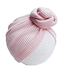 Asufegucd 5 Pieces Baby Turban Hats Turban Bun Knot Baby Infant Beanie Baby Girl Soft Toddler Cap Waffle Style (Girls 5pcs)