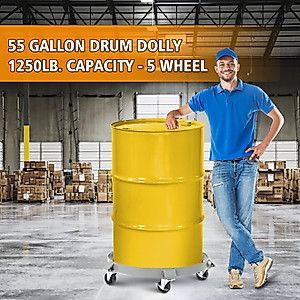 GarveeTech Drum Dolly - 67cm Outer Ring Diameter, 1250lbs Load Capacity, 55GAL, 3mm Plate Thickness, 3" Universal Wheels with Brakes