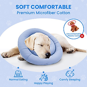 DURAGS Dog Cone for Medium Dogs, Comfortable Adjustable Soft Dog Cone Replacement After Surgery，Suitable for Small and Medium Sized Dogs (Blue, L)