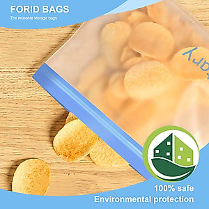10 Pack Reusable Sandwich Bags Reusable Food Storage Bags,Reusable Snack Bags Leakproof Silicone - Free Plastic BPA Free Lunch Bags for Food Travel