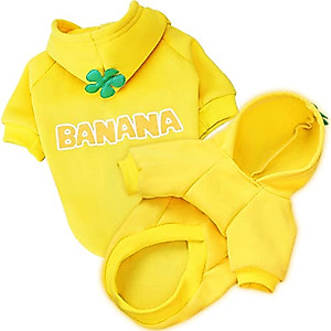 Warm Dog Hoodies Coat for Small Dogs Winter Sweatshirt Puppy Hooded Doggie Coat Cat Clothes, Yellow, X-Small