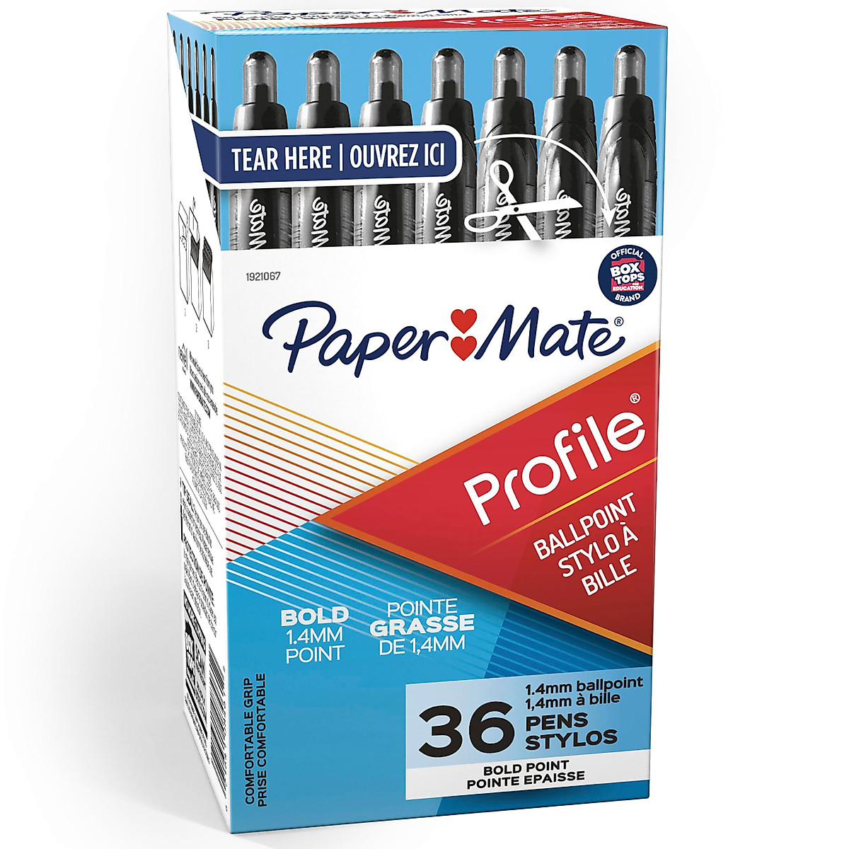 Paper Mate Profile Retractable Ballpoint Pens, Bold Point (1.4mm), Black, 36 Count