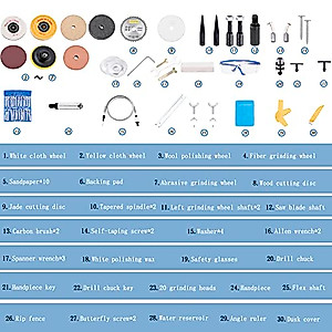 DZQ Mini Table Saw Jewelry Making Polisher w/Flex Shaft Multifunctional Bench Grinder Sander Buffing Machine Metal Dental Polishing Woodworking Tool 69Pcs Accs 10,000Rpm 750W