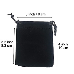 HRX Package Little Velvet Drawstring Pouches, 20pcs Black Velvet Cloth Bags for Jewelry Small Gift (3x4 inches)