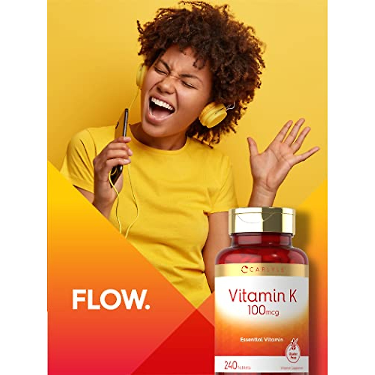 Carlyle Vitamin K 100 mcg | 240 Tablets | Vegetarian, Non-GMO, Gluten Free | Vitamin K Supplement