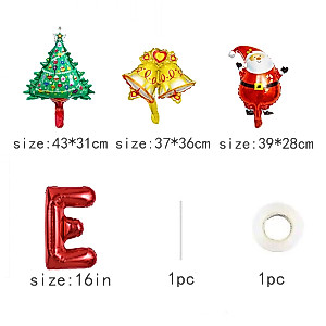Merry Christmas With Santa Claus Christmas Tree Bells Balloons, Red Aluminum Foil Christmas Party Sign, Xmas/Xmas Eve Party Decorations Supplies Backdrops