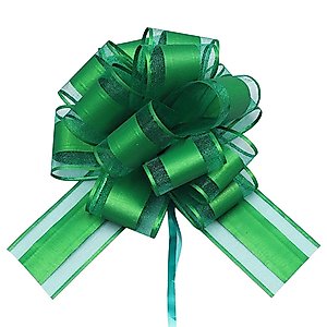 HSXJJ 6 Pcs Large Gift Bow,Pull Bows for Gift Wrapping,6 inches,Basket and Wedding Decoration,Holiday and Birthday Presents Wrapping Bows,Christmas Bows for Gift Wrapping(Green)