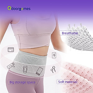 Odoorgames Slim Running Belt | Travel Money Belt | Running Waist Pack | Slim Fanny Pack for Running | Hidden Pockets for Travel (Beige, Large)