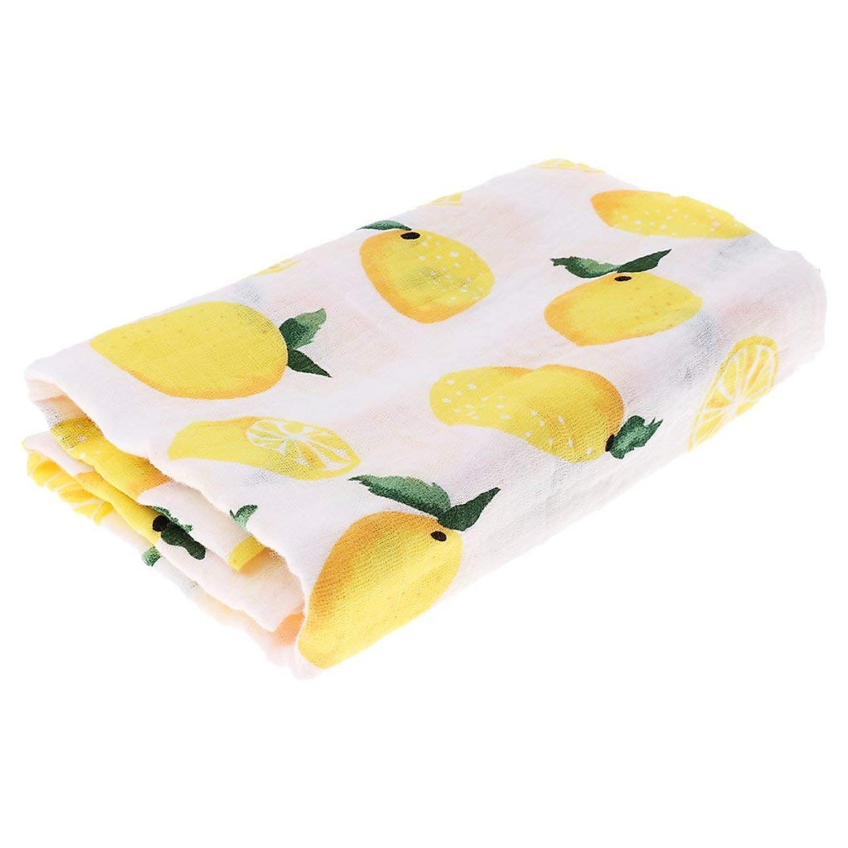 KODORIA Muslin Swaddle Square Blankets Baby Receiving Blanket Wrap Swaddle Towel for Girl Shower Gift - Lemon