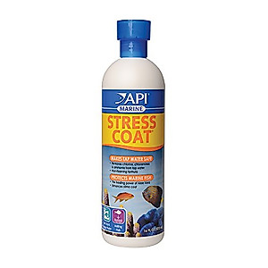 API MARINE STRESS COAT Saltwater Aquarium Water Conditioner 16-Ounce Bottle (385D)
