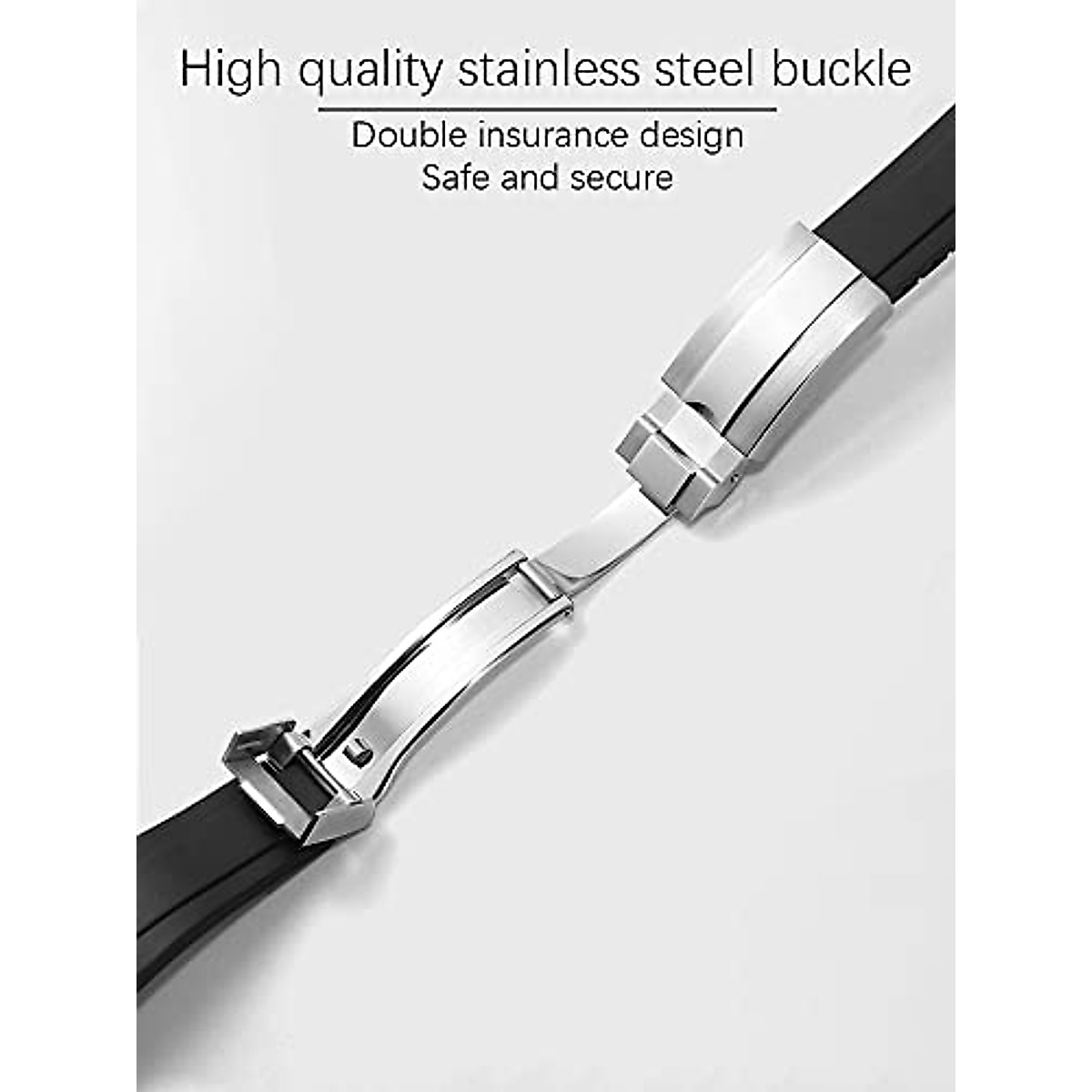 Wentokye 20mm Curved Lug End Rubber Strap Watchband for Men & Women Watches-Replacement for Rolex,Tudor, Omega & Seiko Colors:Black