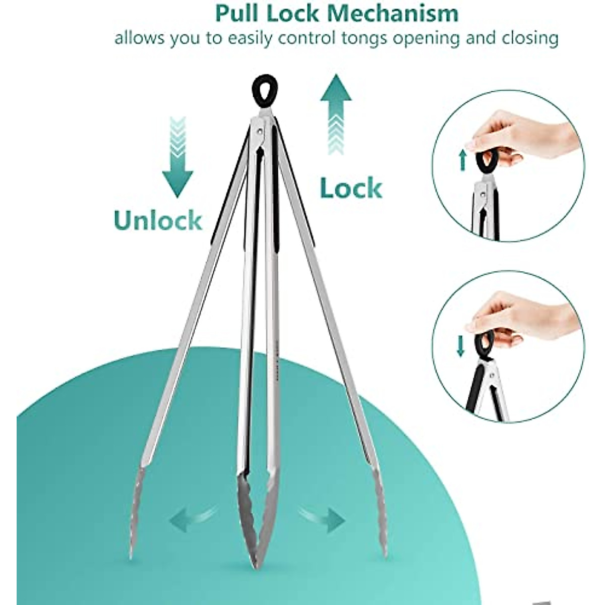 Grill Tongs, 17 Inch Extra Long Kitchen Tongs, Premium Stainless Steel Tongs for Cooking, Grilling, Barbecue/BBQ, Buffet (17" 2PCS)