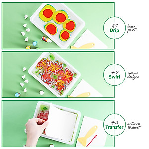 Marble Painting Kit - Kids Art, Water Marbling Paint Kit for Kids Ages 8-12 Girls & Boys, Fun Activity Water Marbling Paint Art Kit for Kids, 5 Paint Colors, Perfect Kids Gift for All Ages