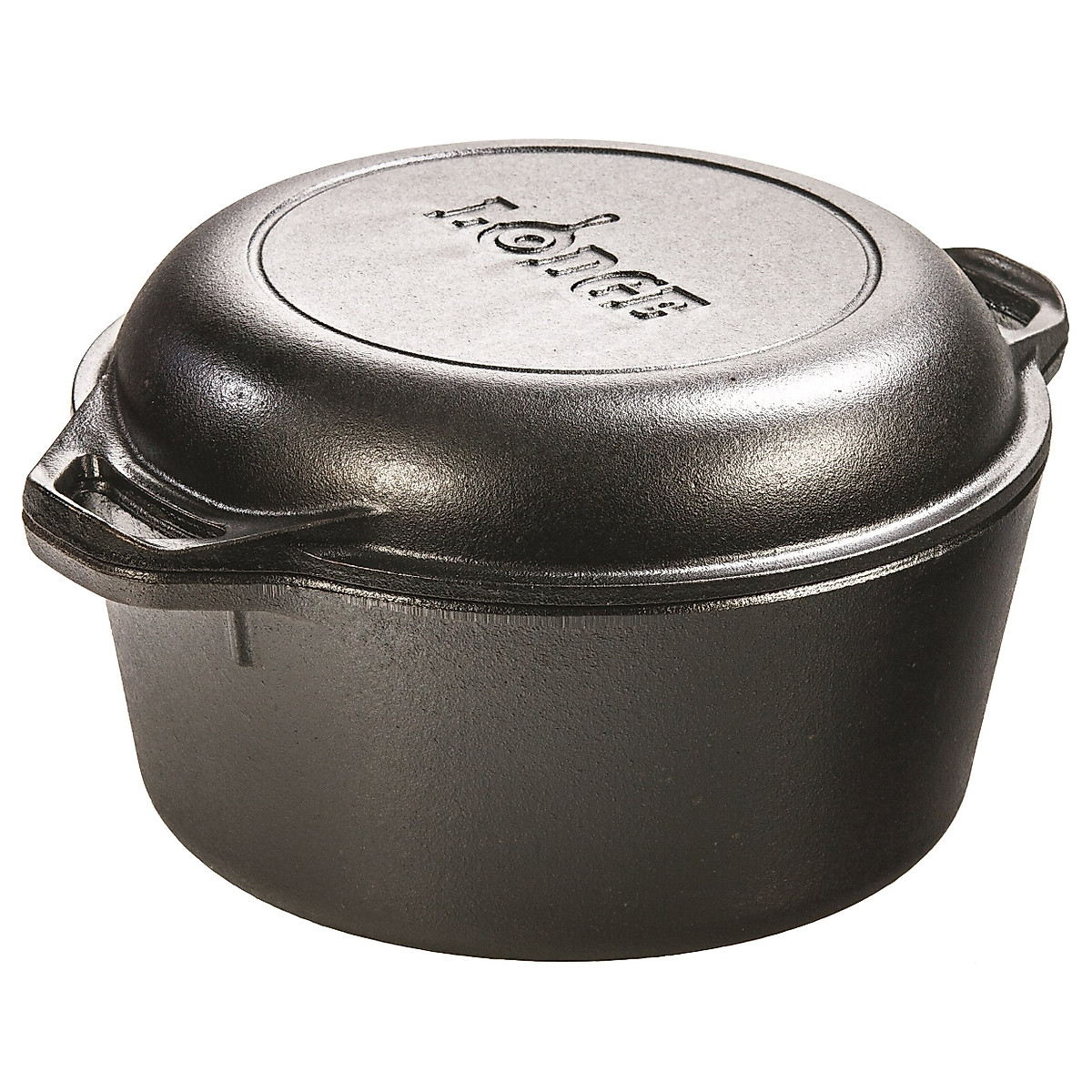 Lodge Cast Iron Serving Pot Cast Iron Double Dutch Oven, 5-Quart & Seasoned Cast Iron Care Kit