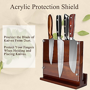 Magnetic Knife Block Acrylic Shield Kitchen Home Knife Holder with Cutting Board Notche Double Side Knife Rack Stands with Strong Enhanced Magnets Multifunctional Storage Knife Stand