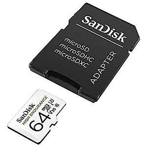 SanDisk 64GB High Endurance Video MicroSDXC Card with Adapter for Dash Cam and Home Monitoring Systems - C10, U3, V30, 4K UHD, Micro SD Card - SDSQQNR-064G-GN6IA