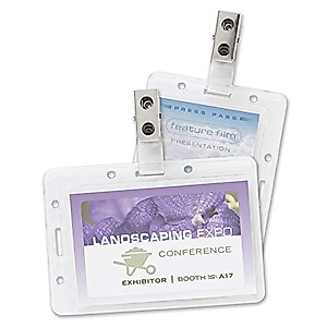 Office Depot Plastic Convertible Badge Holders with Clips, Box of 50, XS-50