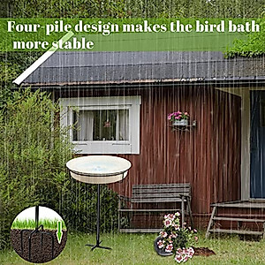 28In Freestanding Birdbaths Bowl Outdoor, Free Standing Garden Bird Bath Bird Feeder Bowl with Metal Stake, Detachable Decoration Spa Birdfeeder for Garden Patio Yard Lawn, 4 Spiky Feet (White)